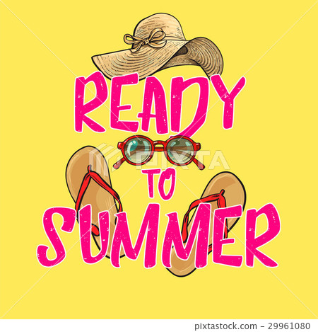 Ready to summer poster, banner design with summer - Stock Illustration ...