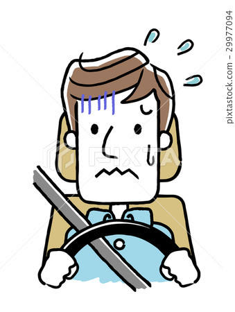 Driving man: scary, beginner, panic - Stock Illustration [29977094] - PIXTA