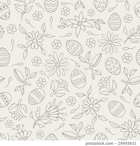 Easter elements seamless flower pattern background - Stock Illustration ...