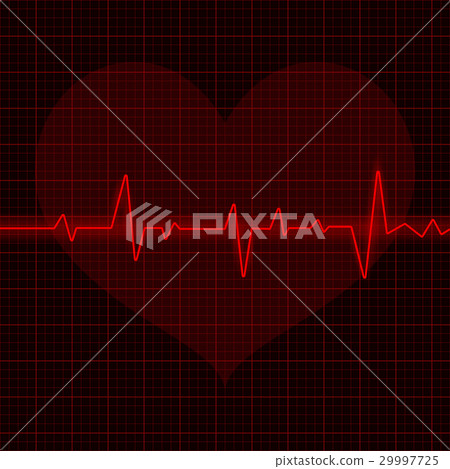 Electrocardiogram. Red waves with heart symbol - Stock Illustration ...