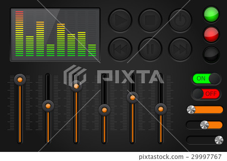 Equalizer media buttons set. Black and orange - Stock Illustration ...