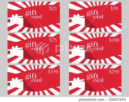 Gift card with gift box and rays. Discount cards. - Stock Illustration ...