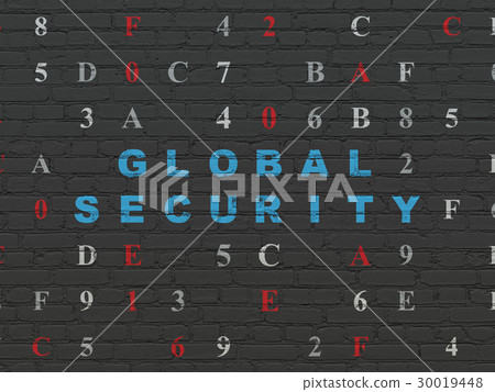 Safety concept: Global Security on wall background - Stock Illustration ...
