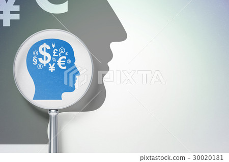 Learning concept: Head With Finance Symbol wit - Stock Illustration ...