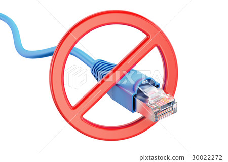 forbidden sign with network computer cable-插圖素材 [30022272] - PIXTA圖庫