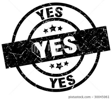 yes round grunge black stamp - Stock Illustration [30045061] - PIXTA
