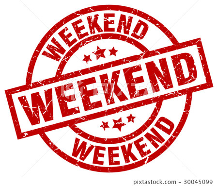 weekend round red grunge stamp - Stock Illustration [30045099] - PIXTA