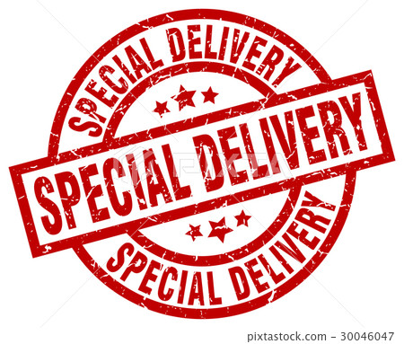 special delivery round red grunge stamp - Stock Illustration [30046047 ...