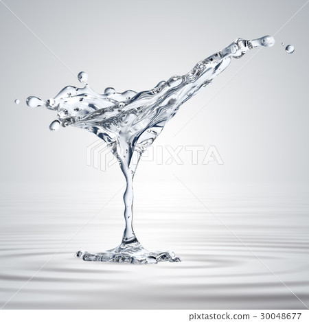 3D rendering of the martini glass with water drops - Stock Illustration ...