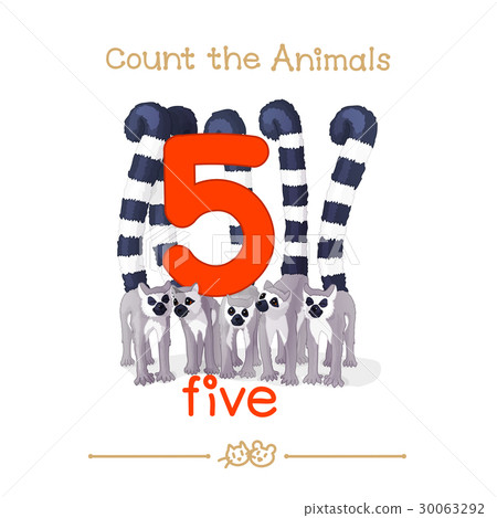 Five 5 card Series of Count the Animals - Stock Illustration [30063292 ...