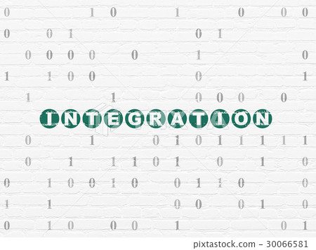 Business concept: Integration on wall background - Stock Illustration ...