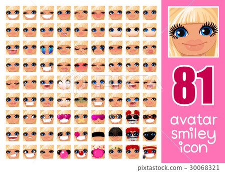 SET-81 social media avatars for girl 01 - Stock Illustration [30068321 ...