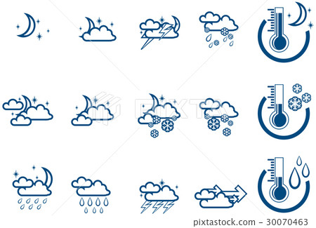 Simple night weather forecast icon set-插圖素材 [30070463] - PIXTA圖庫