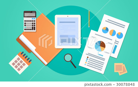 Workplace Desk Top Angle View Tablet Computer With - Stock Illustration ...