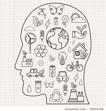 Ecology and environment concept. Human face - Stock Illustration ...