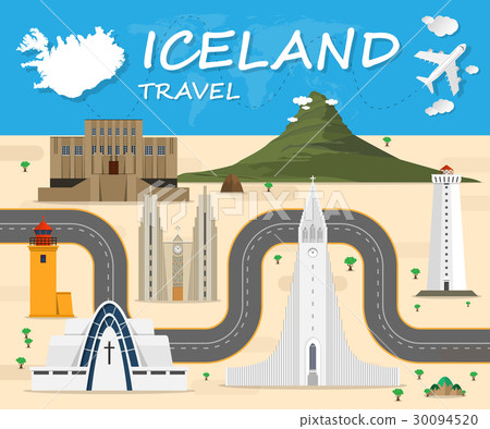 Iceland Landmark Global Travel Infographic. - Stock Illustration ...