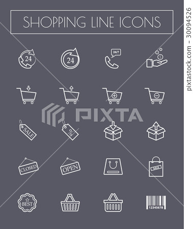 shopping lines icons set. vector . illustration - Stock Illustration ...