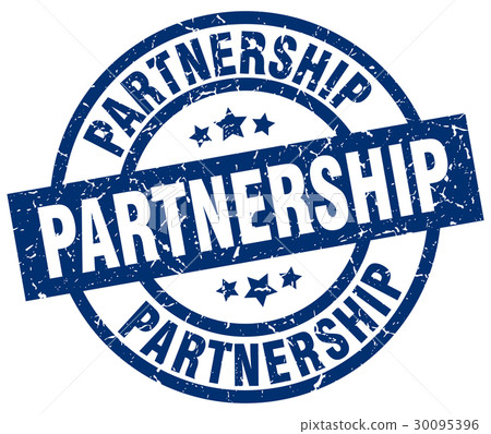 partnership blue round grunge stamp - Stock Illustration [30095396] - PIXTA
