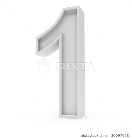 3d Rendering grey material number 1 one isolated - Stock Illustration ...