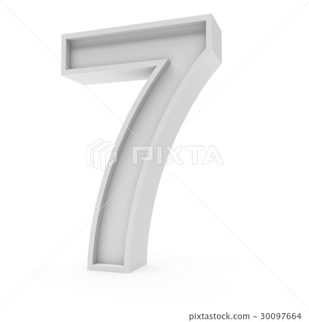 3d Rendering grey material number 7 seven isolated - Stock Illustration ...