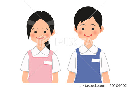 Helper men and women standing side by side - Stock Illustration ...