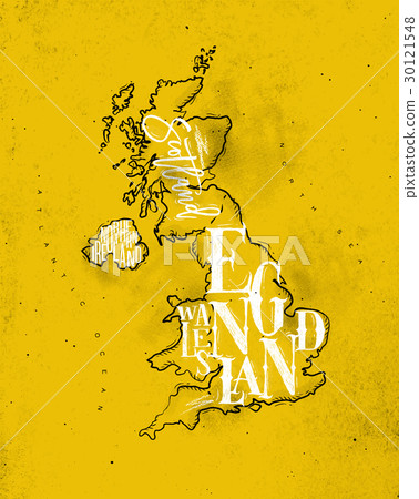 Map United Kingdom vintage yellow - Stock Illustration [30121548] - PIXTA
