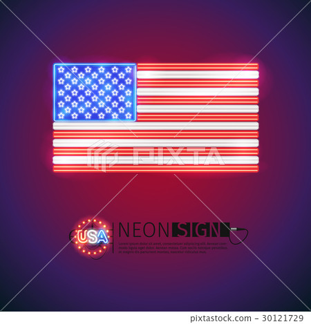 Neon Sign USA Flag - Stock Illustration [30121729] - PIXTA