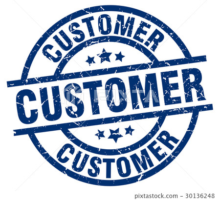 customer blue round grunge stamp - Stock Illustration [30136248] - PIXTA