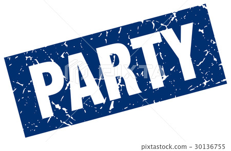 square grunge blue party stamp - Stock Illustration [30136755] - PIXTA