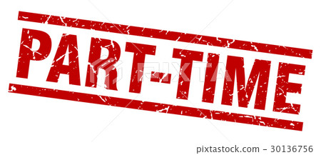square grunge red part-time stamp - Stock Illustration [30136756] - PIXTA