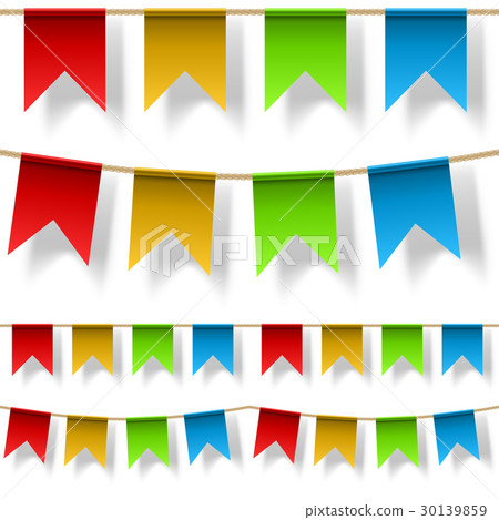 Seamless color flag strings isolated on white - Stock Illustration ...