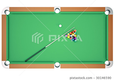 Top view 3D illustration pool billiard game - Stock Illustration ...