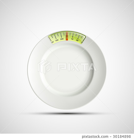 Ceramic plate in the form of scales for weighing. - Stock Illustration ...