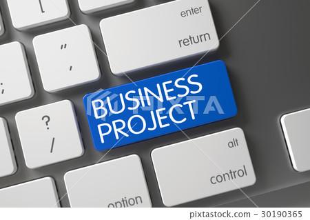 Blue Business Project Button on Keyboard. 3d. - Stock Illustration ...