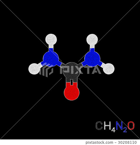 Urea model molecule. Isolated on black background. - Stock Illustration ...