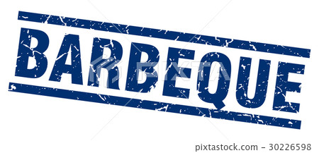 square grunge blue barbeque stamp - Stock Illustration [30226598] - PIXTA
