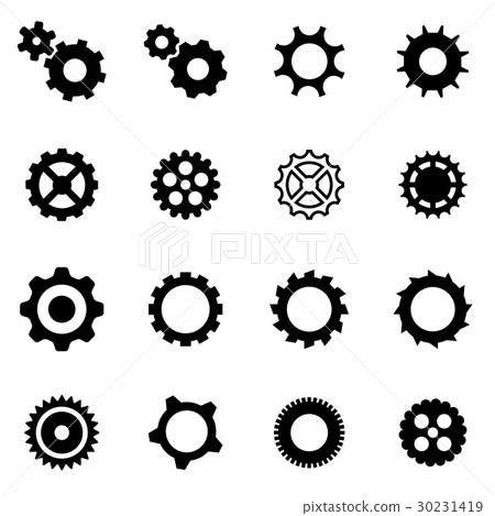 Vector black gear icon set - Stock Illustration [30231419] - PIXTA