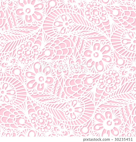 Seamless flower paisley lace pattern - Stock Illustration [30235451 ...