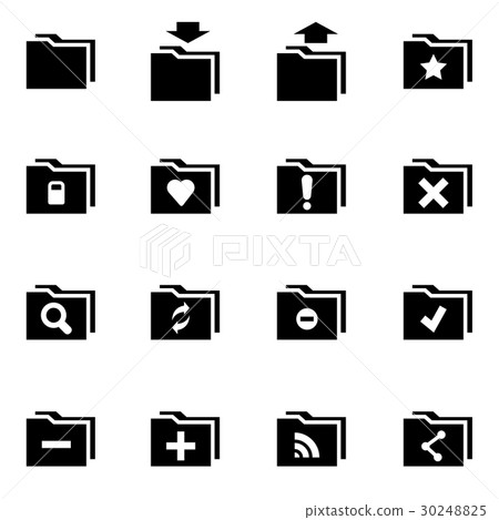 Vector black folder icon set - Stock Illustration [30248825] - PIXTA