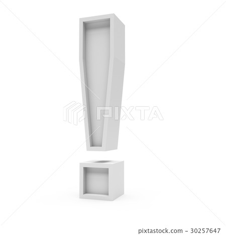 3d Rendering grey material Exclamation symbol - Stock Illustration ...