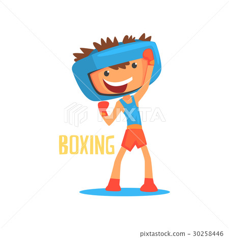 Smiling boy boxer with boxing gloves and helmet - Stock Illustration ...