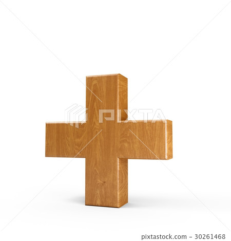 3d Rendering wood material Plus symbol + - Stock Illustration [30261468 ...