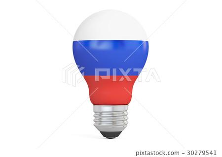 Light bulb with Russia flag, 3D rendering - Stock Illustration ...