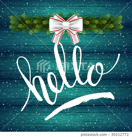 Holiday gift card with hand lettering Hello and - Stock Illustration ...
