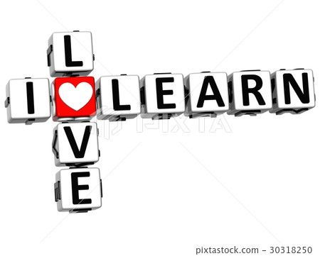 3D I Love Learn Crossword Block text - Stock Illustration [30318250 ...