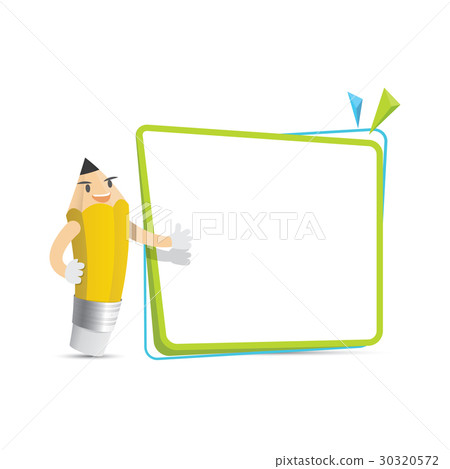 Pencil character cartoon design and text box frame - Stock Illustration ...