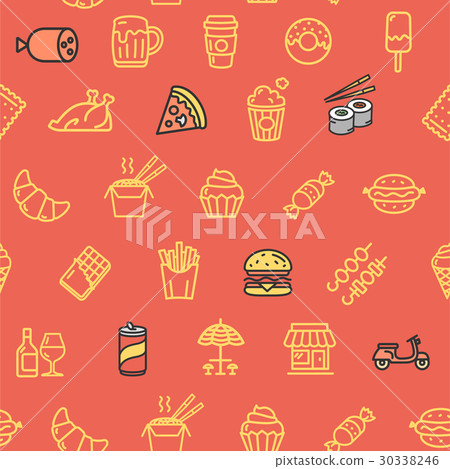Fastfood and Street Food Pattern Background - Stock Illustration ...