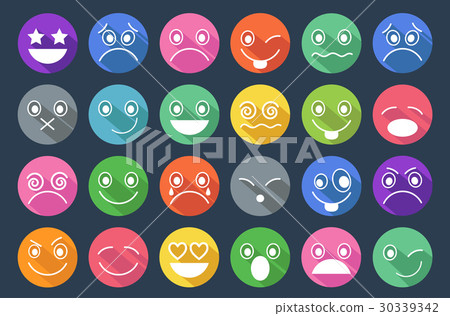 Smiley Icons Flat Design sets - Stock Illustration [30339342] - PIXTA