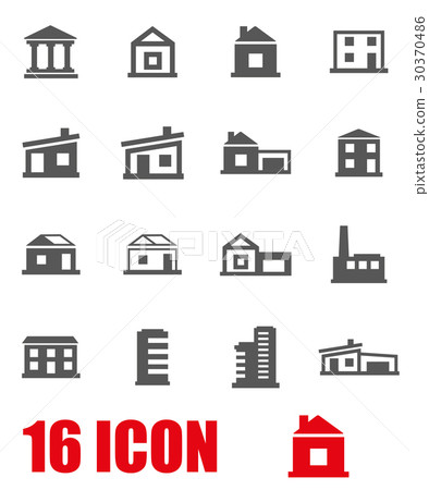 Vector grey buildings icon set - Stock Illustration [30370486] - PIXTA