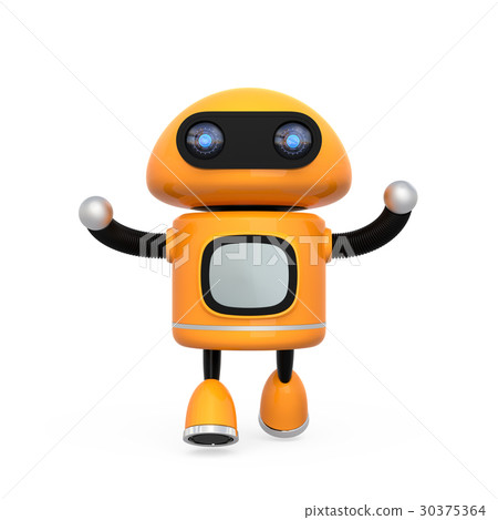 An orange robot looking like dancing with both... - Stock Illustration ...